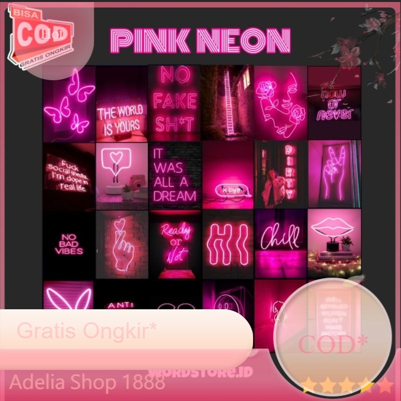 Jual [COD] Poster Aesthetic | Poster Pink Neon | Poster Light Pink ...