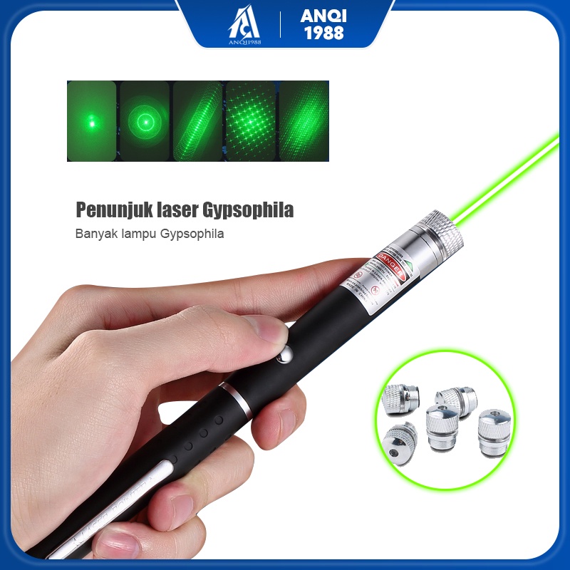 Jual ANQI 1988 Green Laser Pointer / Laser hijau pointer 5 mata / Hitam ...
