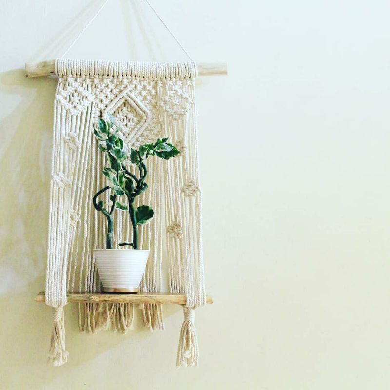 Jual bookshelf/ macrame shelf / rak macrame/ pot macrame | Shopee Indonesia
