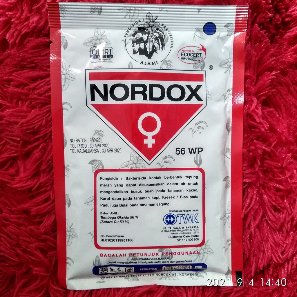 Jual Fungisida dan bakterisida NORDOX 56WP 100gr Bahan aktif : Tembaga ...