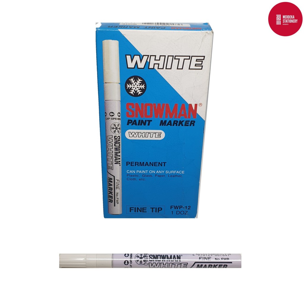 Jual Spidol/Sepidol/Marker Permanent Paint Snowman FINE TIP WHITE/PUTIH ...