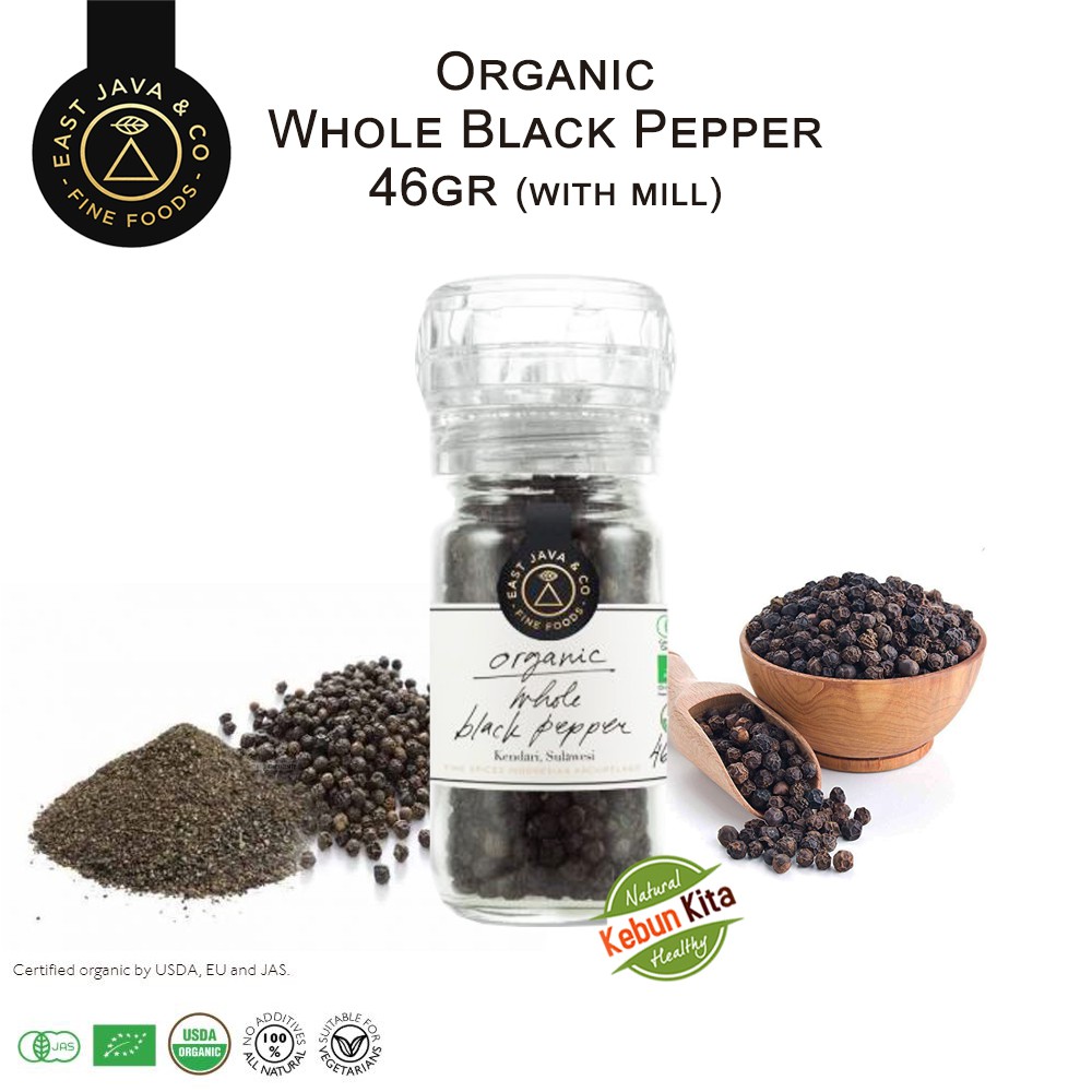 Jual East Java & Co Organic Whole Black Pepper with Mill 46gr (Lada ...
