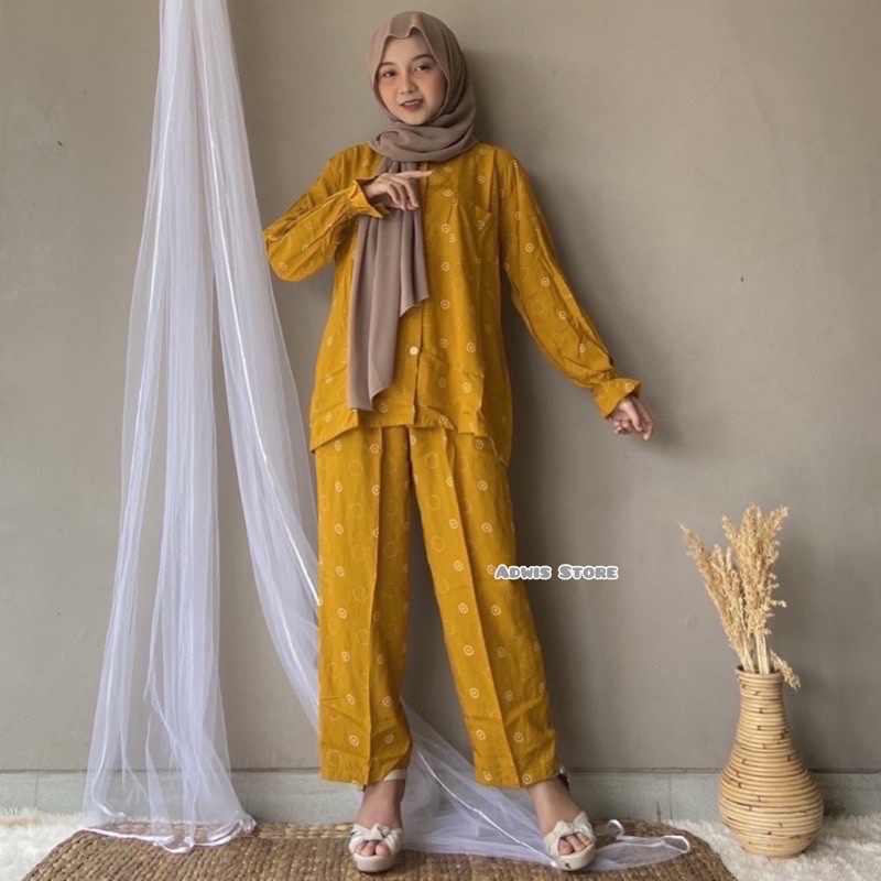 Jual (COD) One Set Rayon Polka Ring | Piyama Rayon | Pajamas Katun Rayon | Setelan Rayon Wanita ...