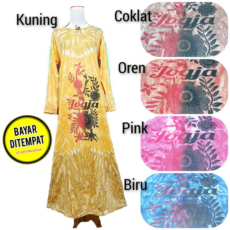 Jual Agy688 Longdress batik jogja bahan kaos || daster jogja lengan ...