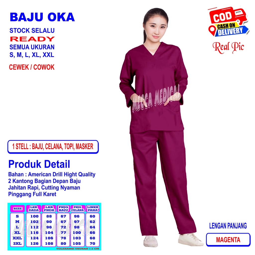 Jual VYGH6777 BAJU OKA SCRUB PERAWAT SERAGAM OKA MEDIS BAJU JAGA BAJU ...
