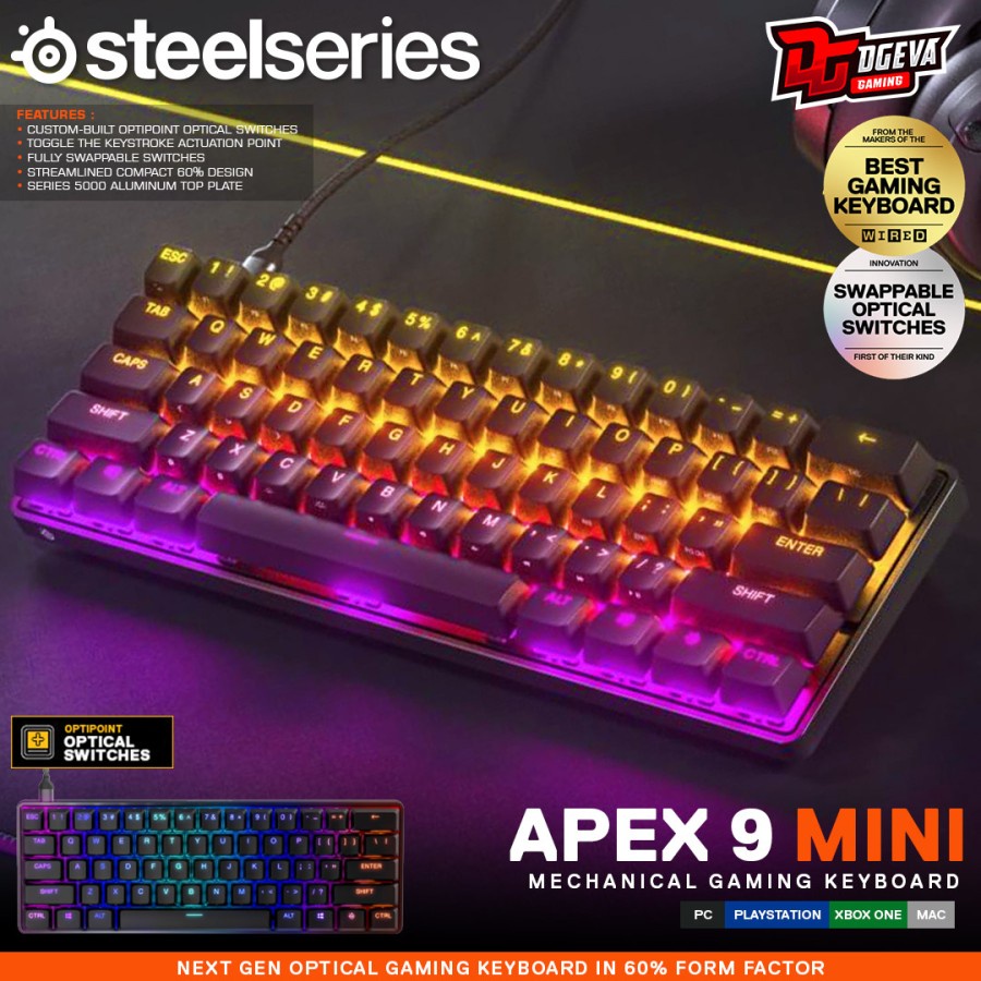 Jual Steelseries Apex 9 Mini 60% RGB Mechanical Gaming Keyboard ...