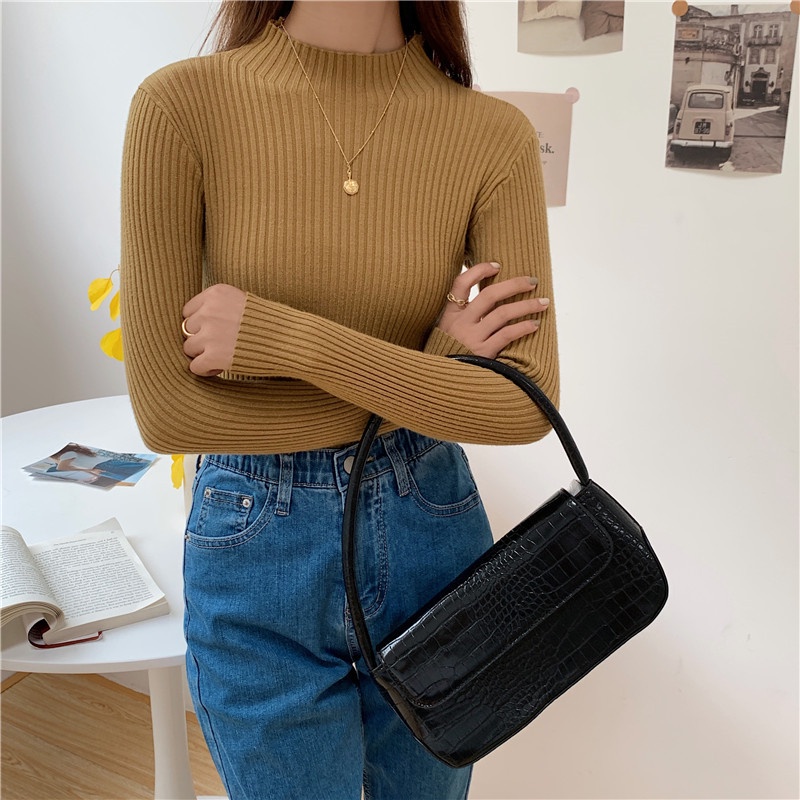 Jual Sweater Rajut Korea/Baju Rajut Wanita/kemeja bottoming rajutan ...