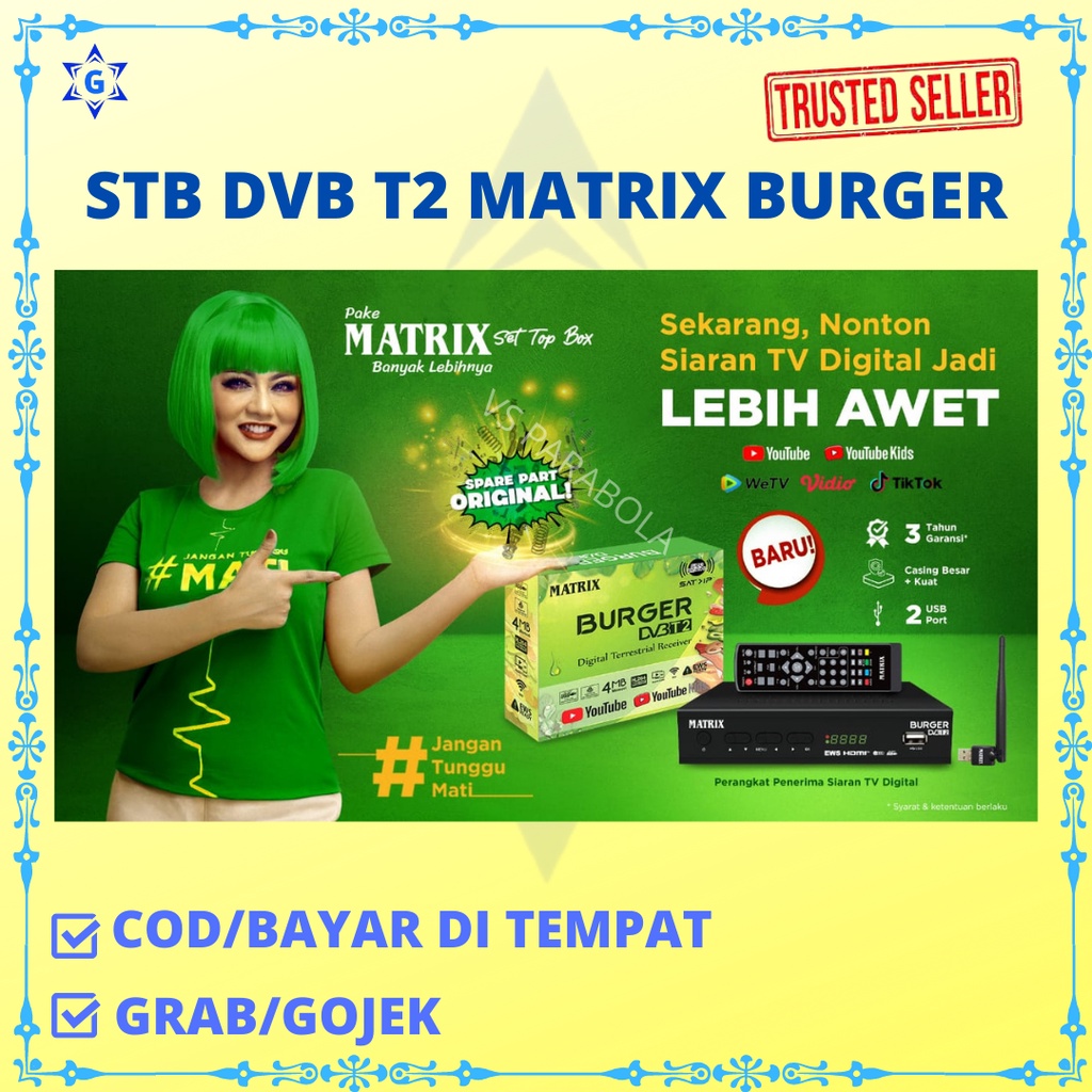 Jual SET TOP BOX STB DVB T2 MATRIX APPLE BURGER | Shopee Indonesia