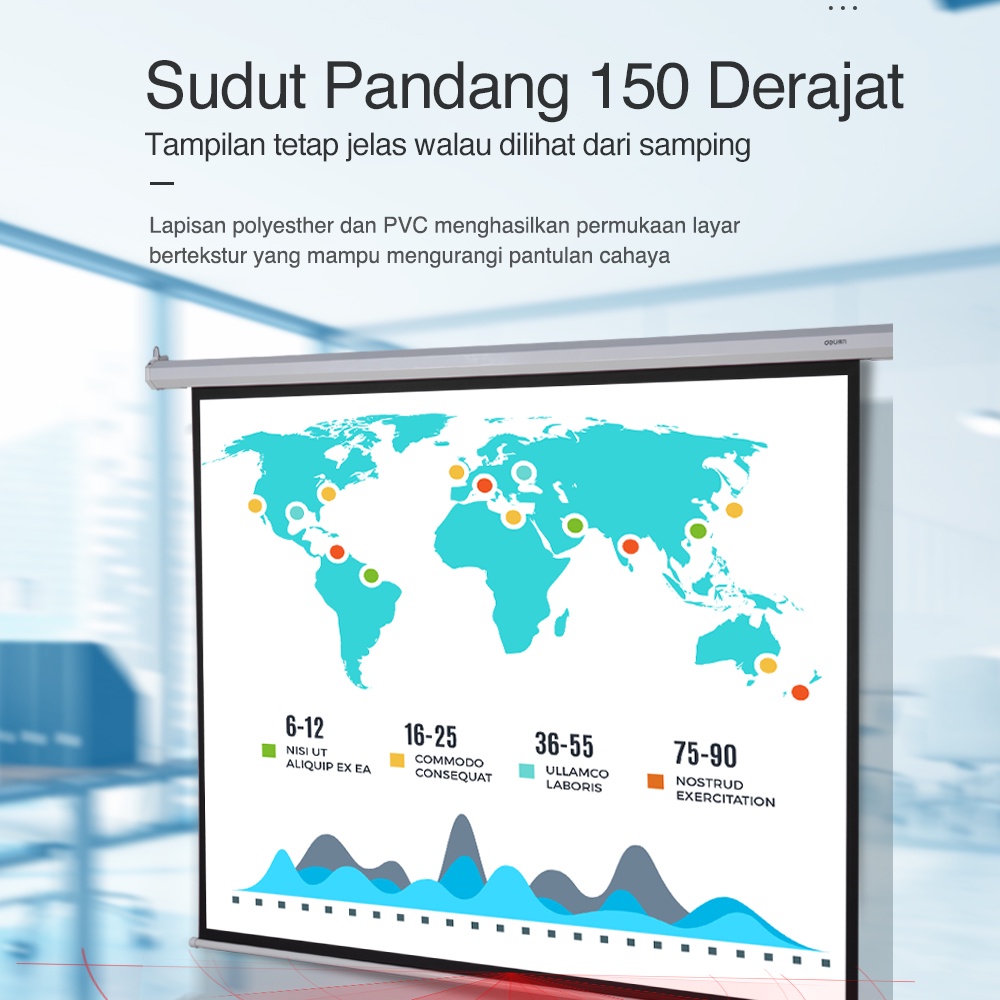 Jual Deli Automatic Screen Projector Layar Proyektor Otomatis 120 inch ...