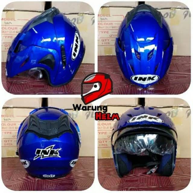 Jual Helm SNI Double Visor merek AHN Model T1/CX22 warna Biru Tua ...