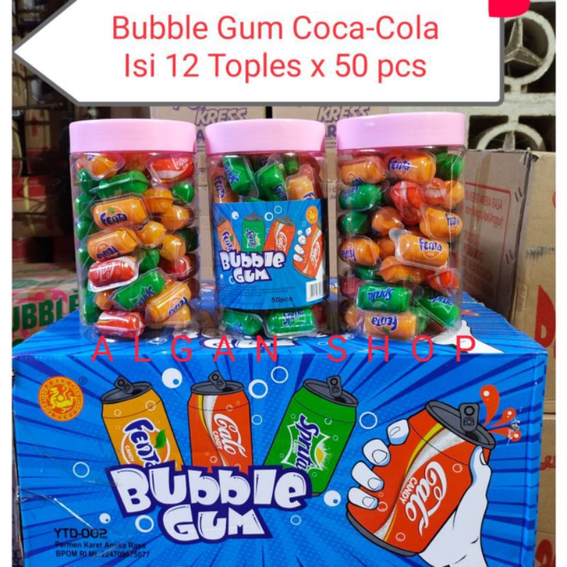 Jual Permen Karet Coca Cola Bubble Gum Coca Cola 1 Toples 50 Pcs Rasa ...