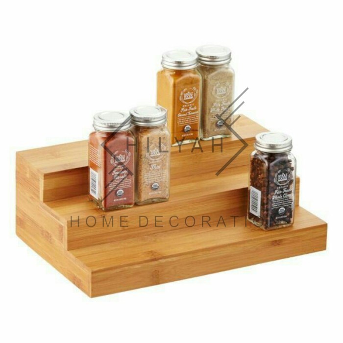 Jual Rak Dapur model Tangga 3 Tingkat tempat Botol Bumbu Bahan Jati ...