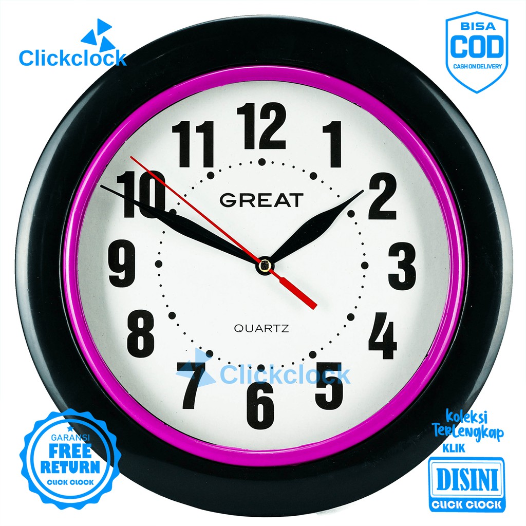 Jual Jam Dinding Quartz Minimalis Pink Hijau Kuning Biru Great 888 ...