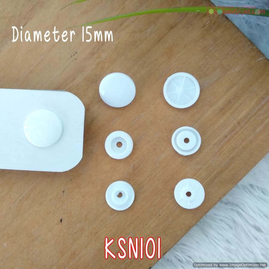 Jual KSN101 Kancing Snap Plastik / Kancing Cetet 15mm - Putih ( 1 Bks ...