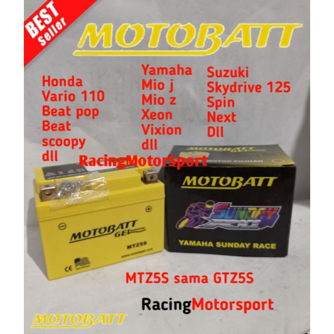 Jual AKI MOTOR MOTOBATT MTZ5S, BEAT KARBU/FI,VARIO 110,SPACY,VARIO 110 KARBU/LED, MIO J DLL ...