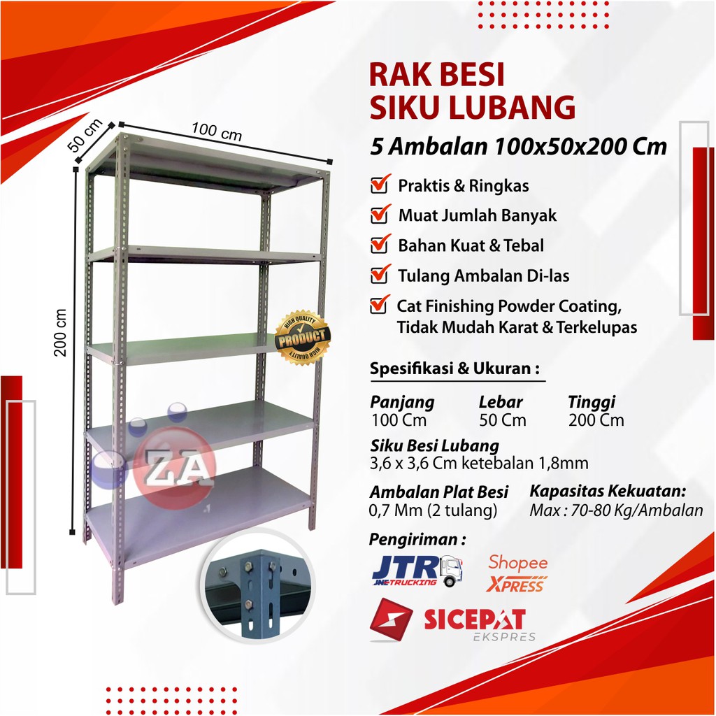 Jual Rak Besi Siku 5 Susun Ambalan Serbaguna Minimalis Gudang Murah 100 ...