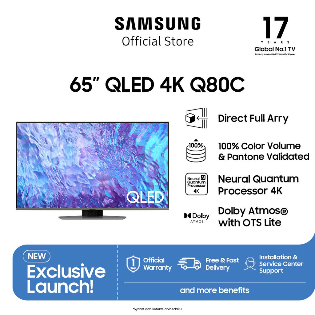 Jual Samsung Smart TV 65 inch QLED 4K Q80C dengan Direct Full Array ...