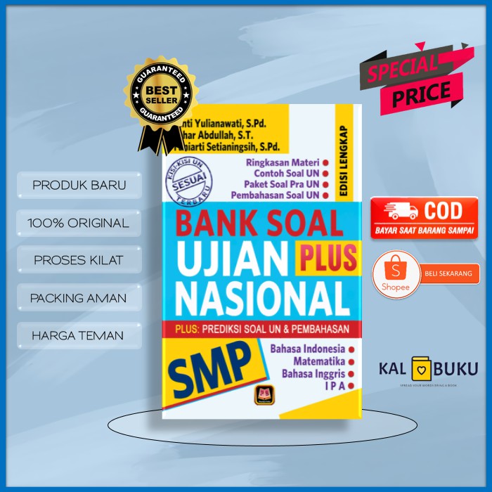 Jual Buku Bank Soal Ujian Nasional SMP Plus Prediksi Soal UN dan Pembahasan Lengkap - Ujian ...