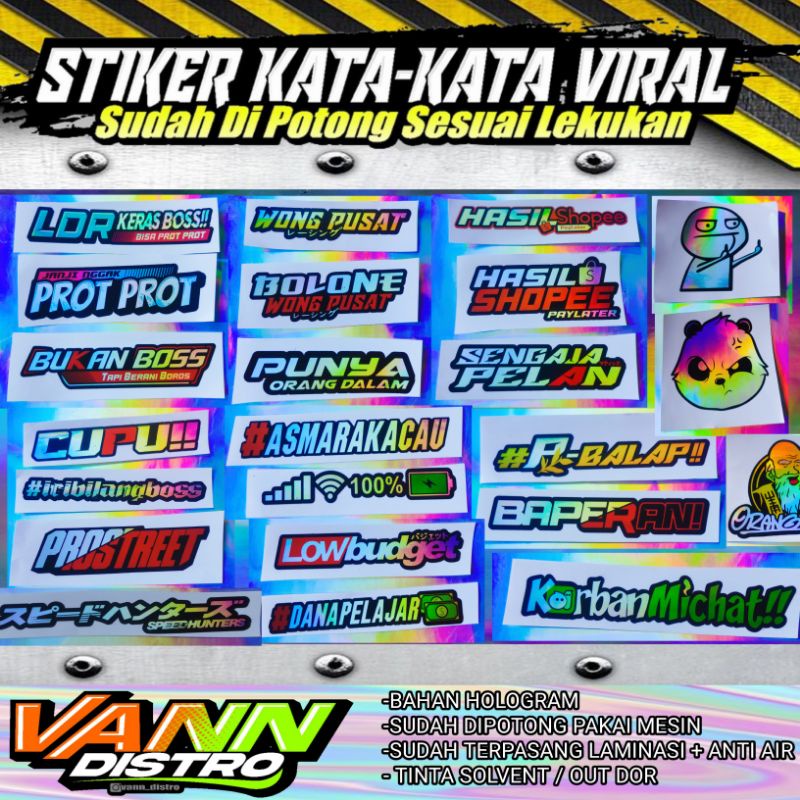 Jual sticker kata kata / sticker hitz / sticker viral / sticker lucu / sticker racing / (BAHAN ...
