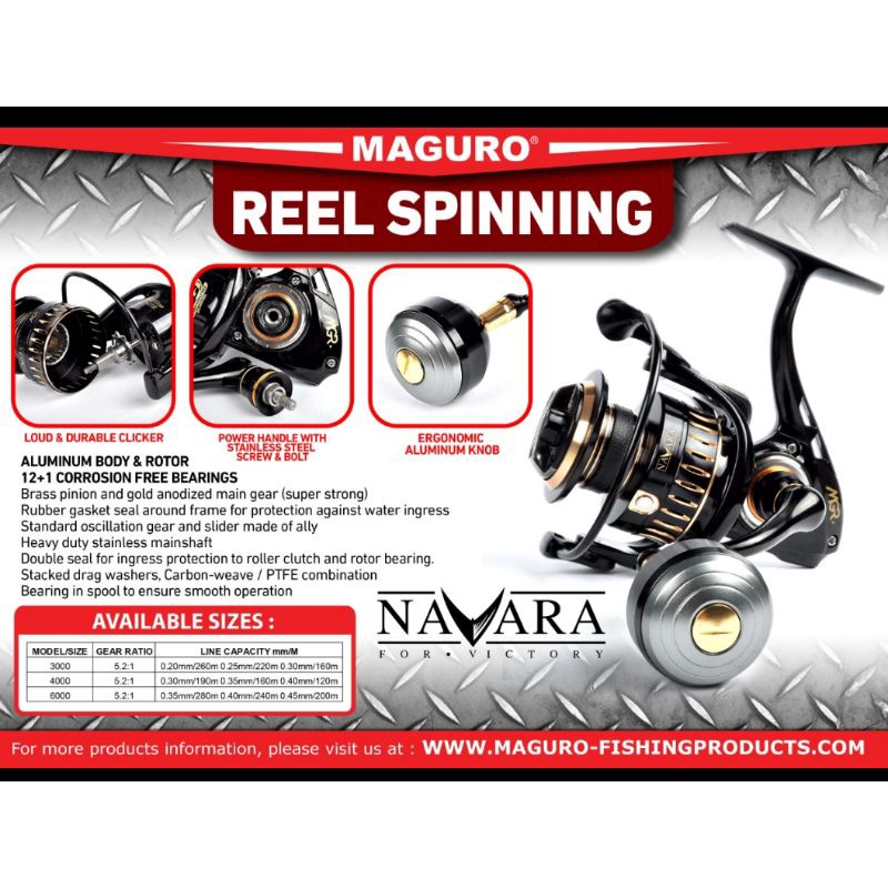 Jual Reel maguro navara pilihan 3000 4000 6000 body metal | Shopee Indonesia