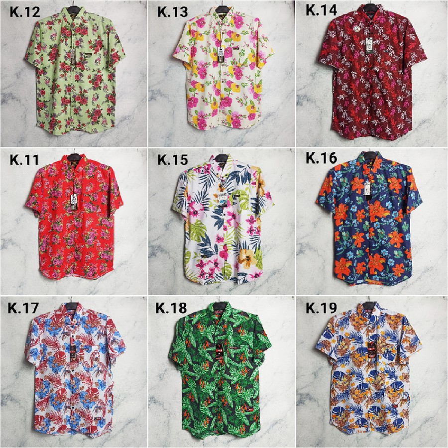 Jual Baru Musim Panas Hawaii Pria Kasual Fashion Kemeja Bunga Lengan ...