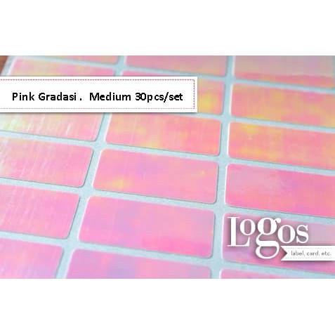 Jual Pink Gradasi Label nama waterproof Sticker polos stiker nama anak ...