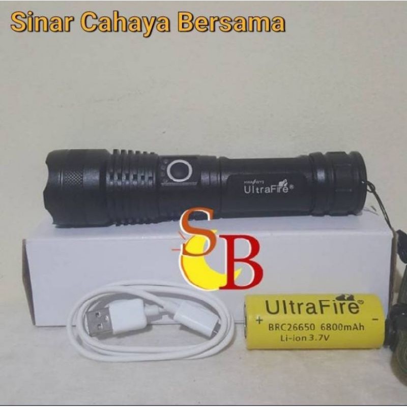 Jual Paket Senter LED XHP 50 Ultrafire Cree Baterai cas 26650/18650 ...