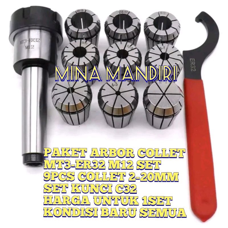 Jual arbor collet MT3 set collet ER32 dan kunci C32 cocok untuk mesin zx zay 7032 dan sekelasnya ...