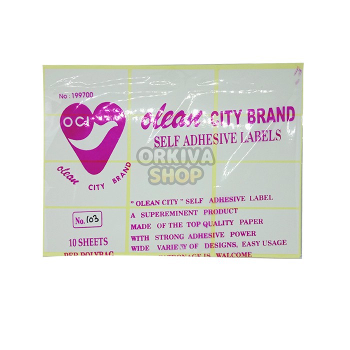 Jual Label Nama / Label Olean City No.103 Polos (10 Lembar) | Shopee ...