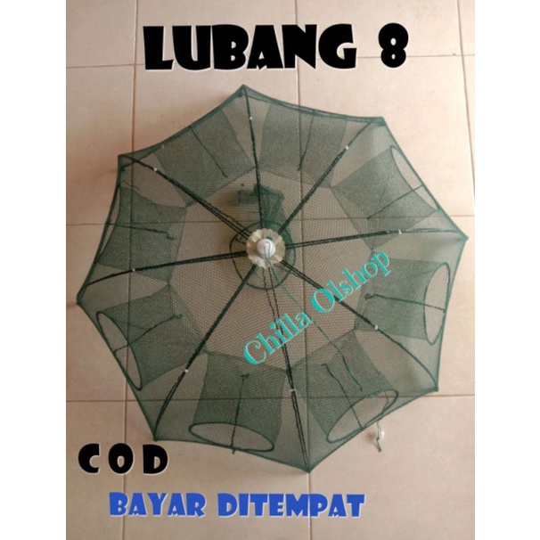 Jual bubu payung lubang 8/bubu jaring lubang 8/perangkap ikan/jebakan ikan/wuwu jaring ikan/bubu ...