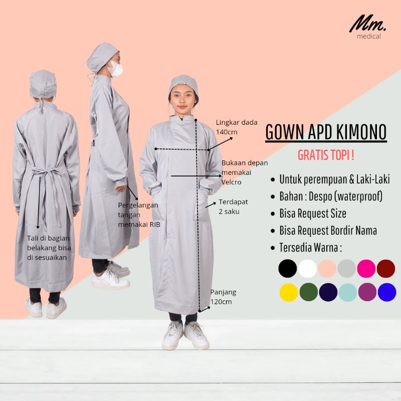 Jual GOWN APD / GOWN KIMONO (GRATIS TOPI) | Shopee Indonesia