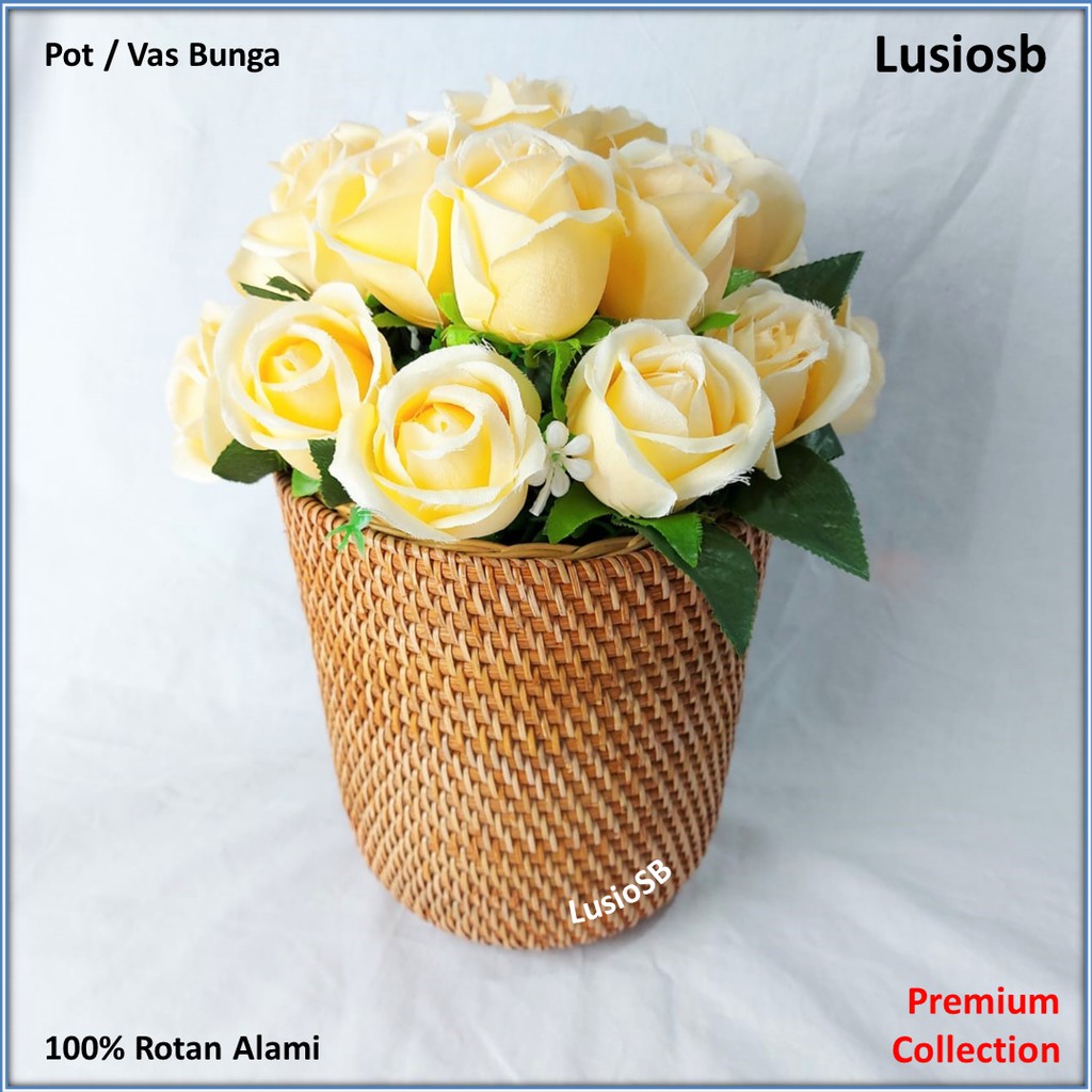 Jual LusioSB Keranjang Bunga Rotan / Vas Bunga Rotan / Pot Bunga Rotan ...