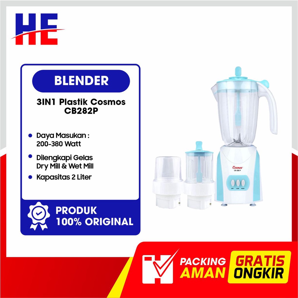 Jual Blender Cosmos CB282P 3 In 1 Garansi Resmi Gratis Bubble Wrap ...
