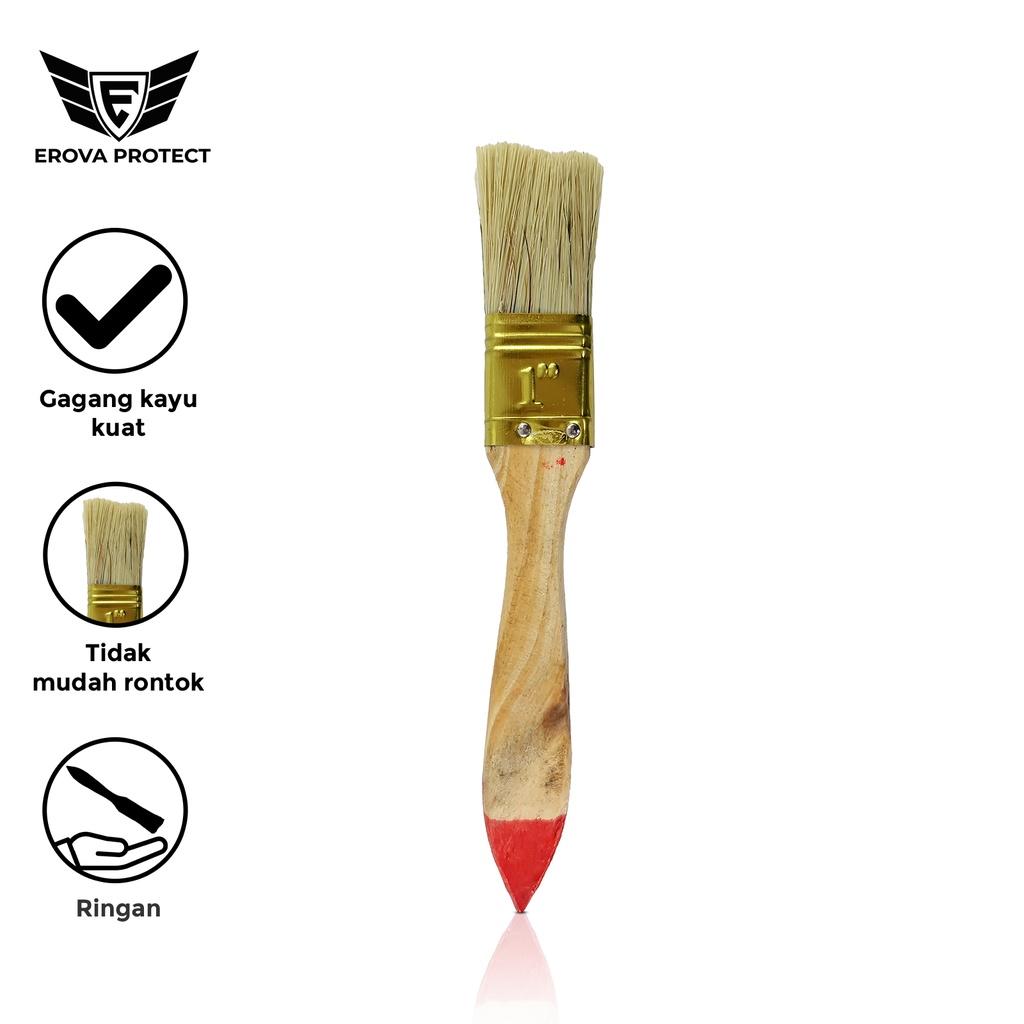 Jual EROVA PROTECT Kuas Cat Gagang Kayu 1 Inch Kualitas Terbaik Paint ...