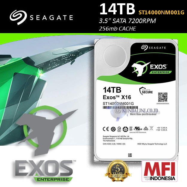 Jual Seagate EXOS X16 [ST14000NM001G] - 14TB 3.5" HDD SATA, 7200RPM ...