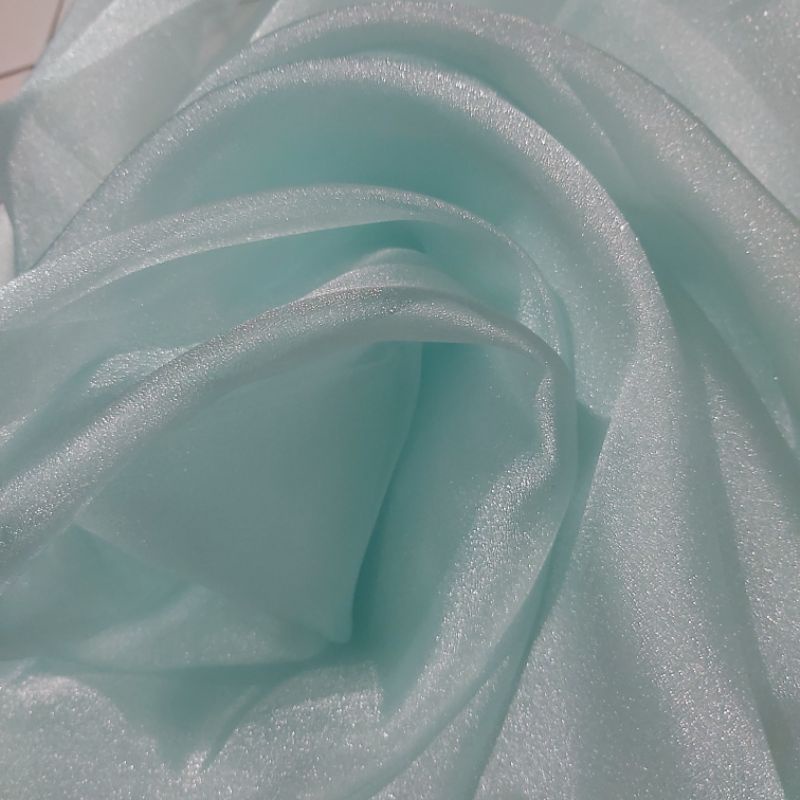 Jual kain organza pasir/crinkle metalik/sparle gliter/organza crystal ...