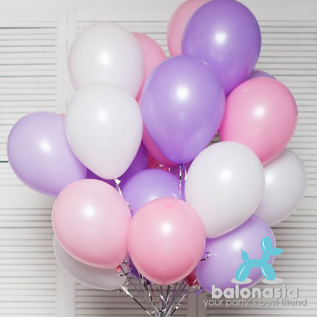 Jual Balonasia 30 pcs Balon Latex Doff Mix (Ungu, Putih, Pink) | Shopee ...