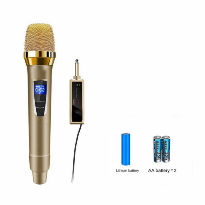 Jual Produk Terbaru Gold Karaoke Mic Microphone Mikrofon Wireless Uhf ...