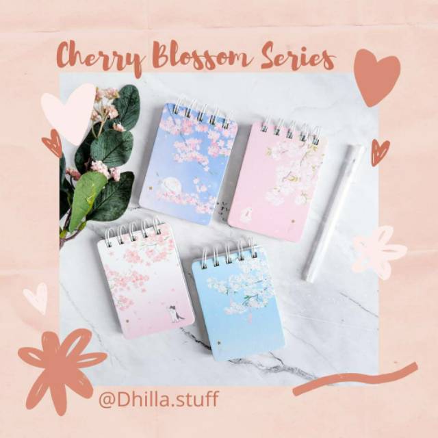 Jual Dear Cherry Blossom Spiral Ruled Notepad A7 | Shopee Indonesia