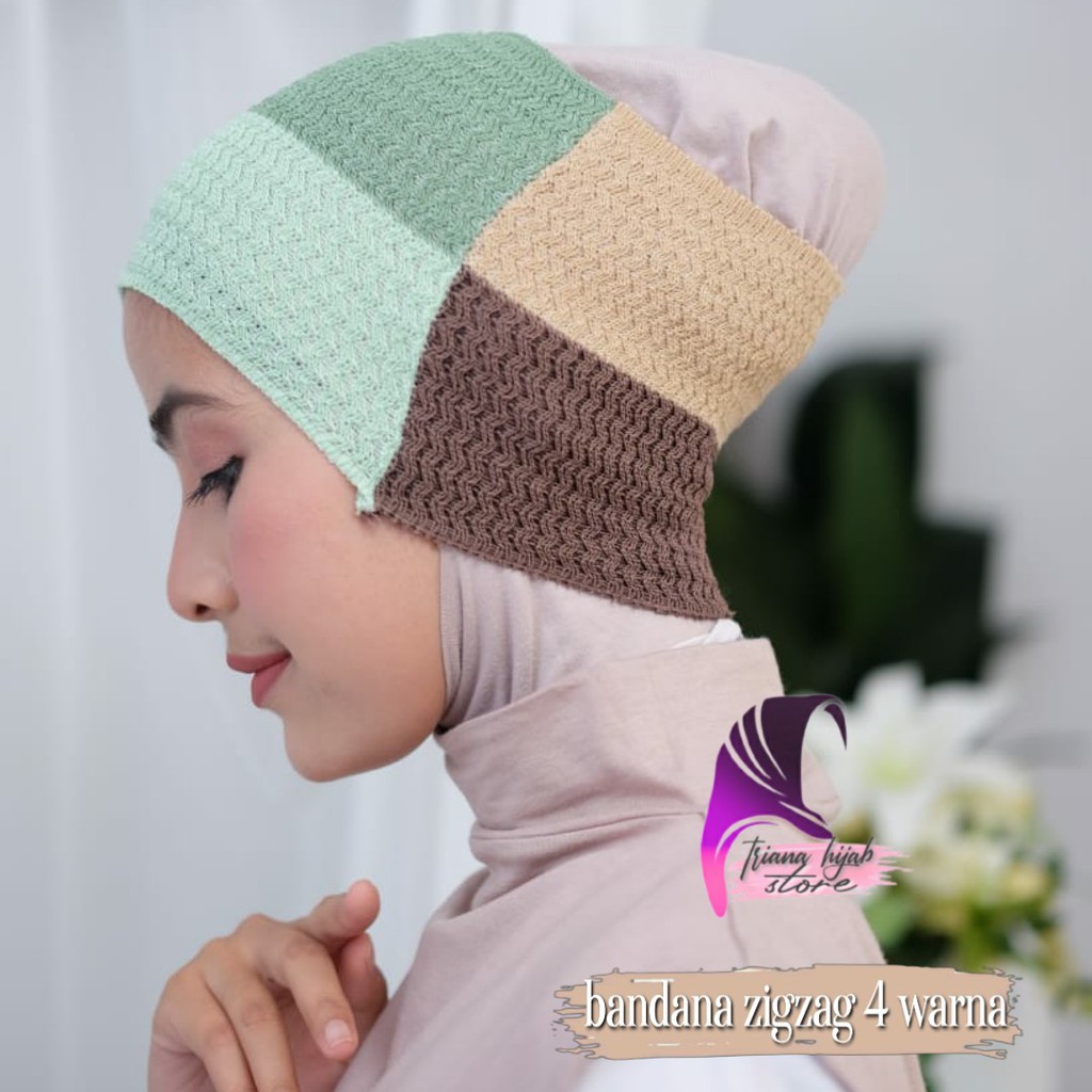 Jual Pilih Warna Ciput Rajut Zigzag Bandana 4 Warna | Shopee Indonesia