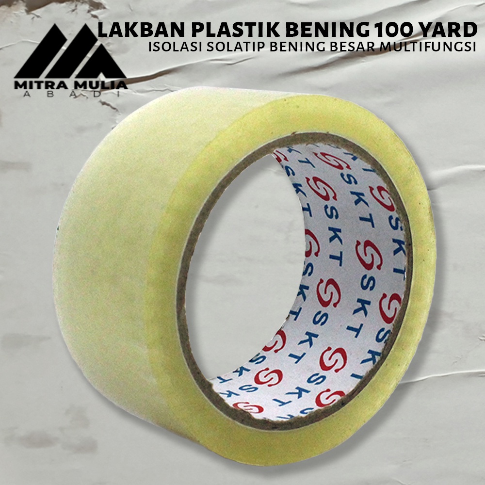 Jual lakban plastik bening 100 yard | isolasi solatip bening besar ...