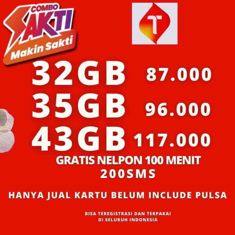 Jual Kartu Combo Sakti Telkomsel 32Gb 35Gb 43Gb Paket Internet Sakti Murah | Shopee Indonesia