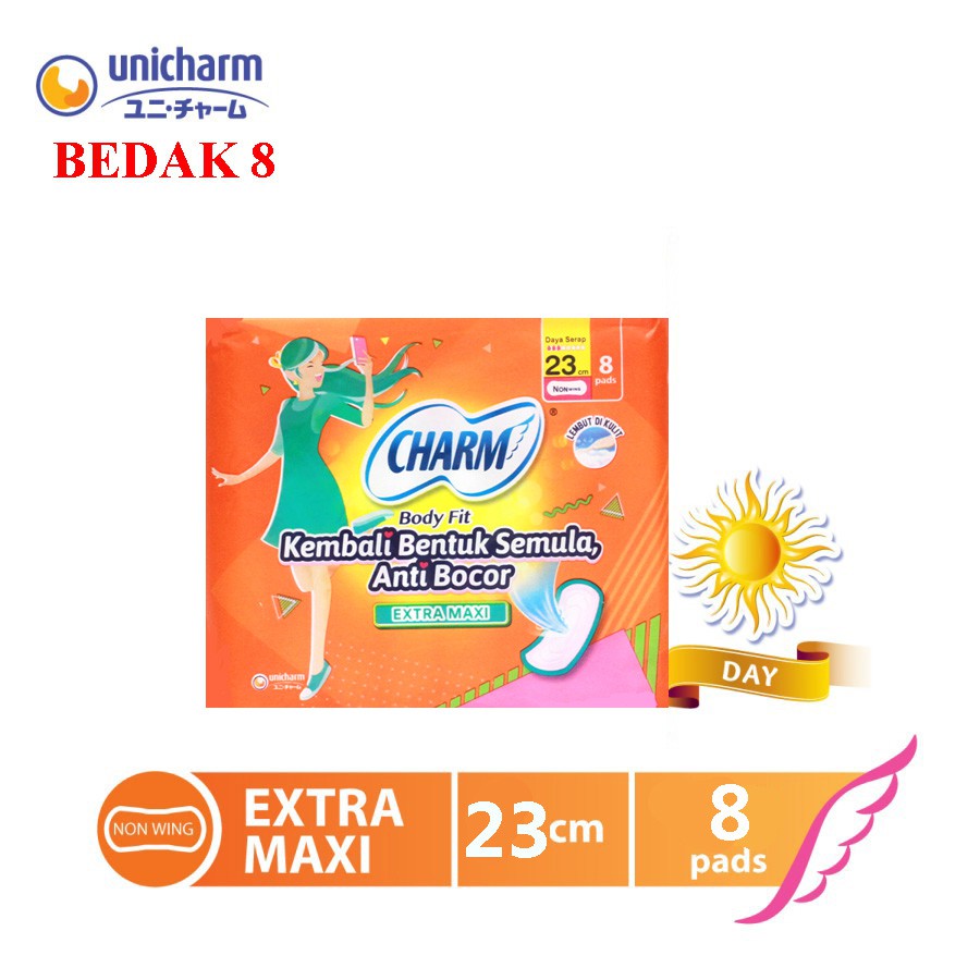 Jual Charm Pembalut Body Fit Extra Maxi 23 cm NON WING (TANPA SAYAP ...