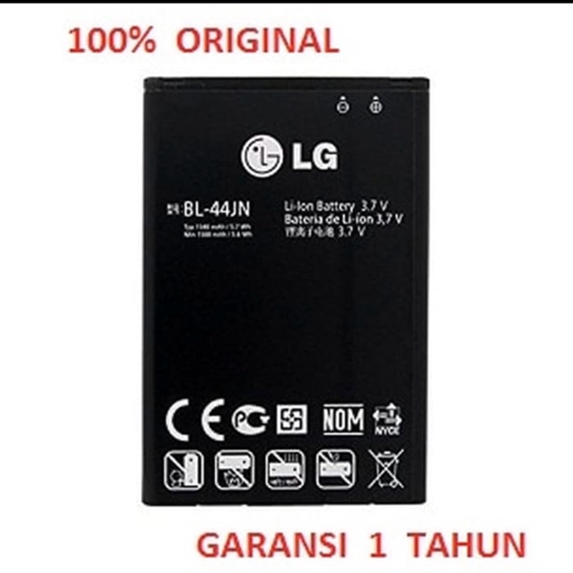 Jual BATERAI BATTERY LG OPTIMUS 2 OPTIMUS PRO L3 L3II L5 BL-44JN ORIGINAL 100% LG BL44JN ...