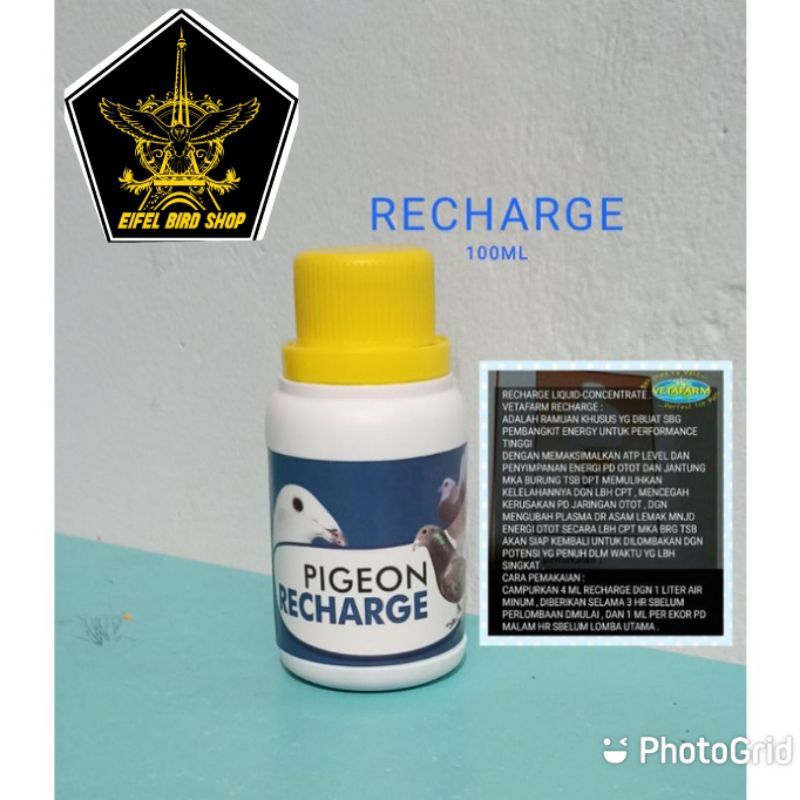 Jual RECHARGE PIGEON 100ML BESAR VETAFARM obat merpati | Shopee Indonesia