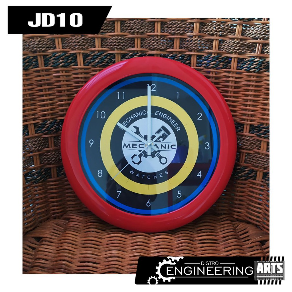 Jual Jam Dinding Warna Merah Motif Keren Mechanical Engineering / Jam ...