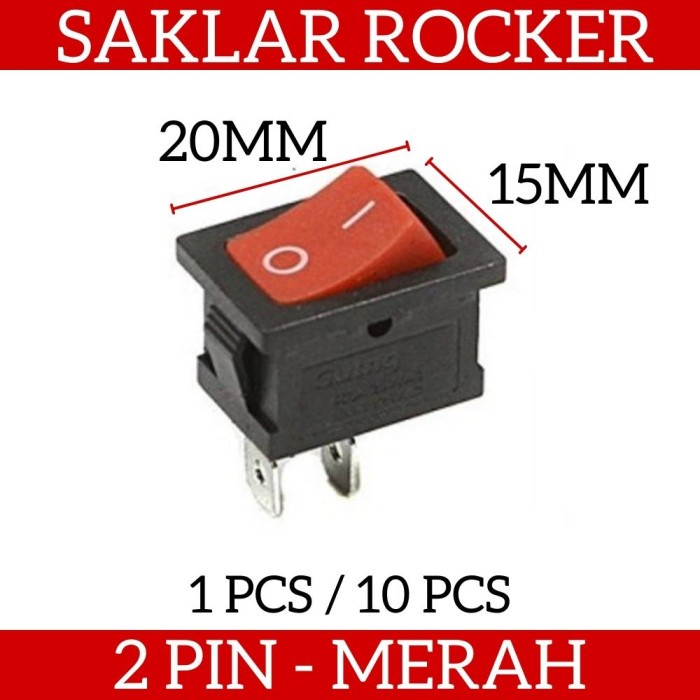 Jual Rocker Switch Saklar 2 Pin 2 Kaki Karaoke 20 x 15mm Model Merah ...