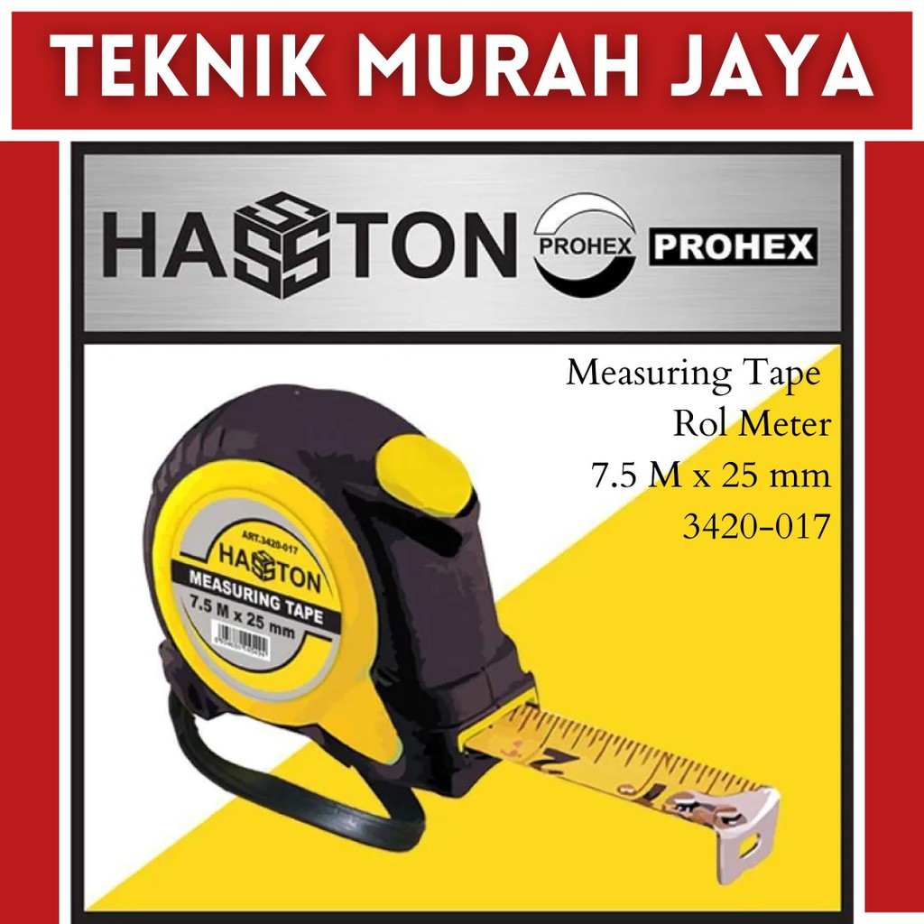 Jual Roll Meter Meteran 7 5m X 25mm Hasston Prohex 3420 017 Karet