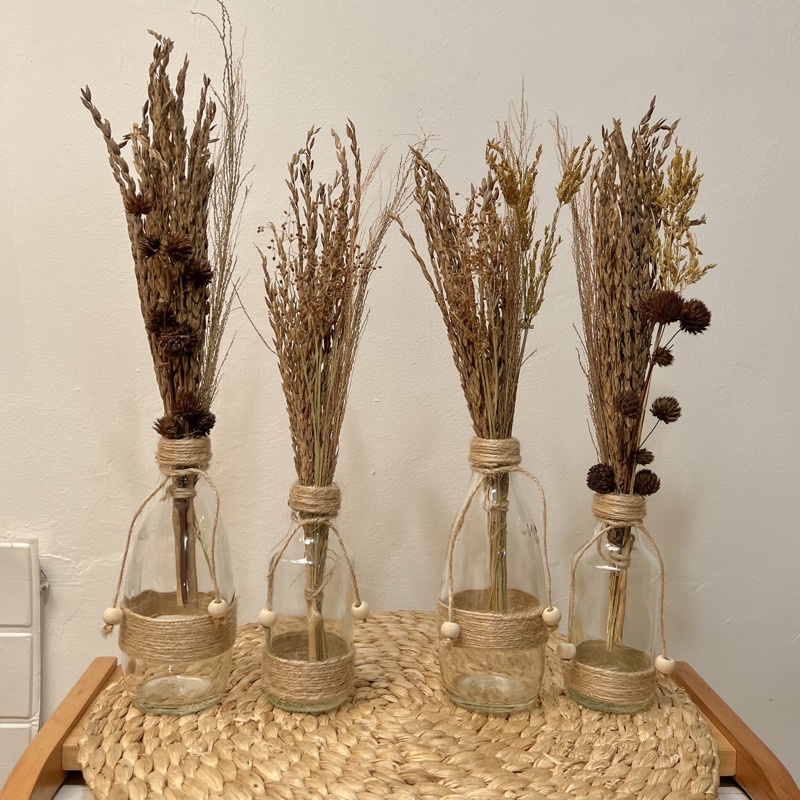 Jual Simple Set - Vas Bunga Kaca Rustic Nordic Aesthetic + dry flower ...