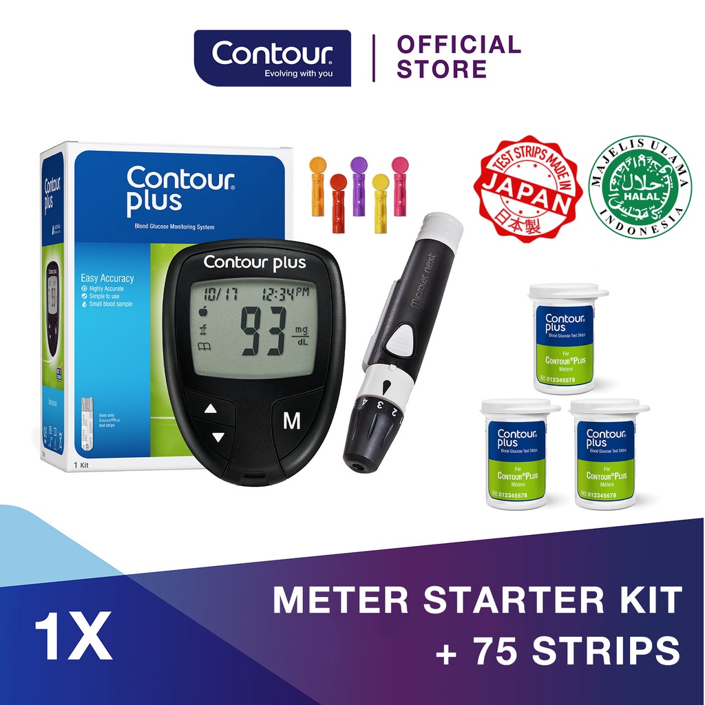 Jual Contour Plus Alat Test Gula Darah + Strip 25x3 Box | Shopee Indonesia